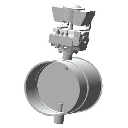 E.P. Throttle valve ø250x2 mm SS304 with seal, rotary actua